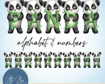 Baby Panda Alphabet & Doodles: Clipart Set With PNG Letters, Numbers ...
