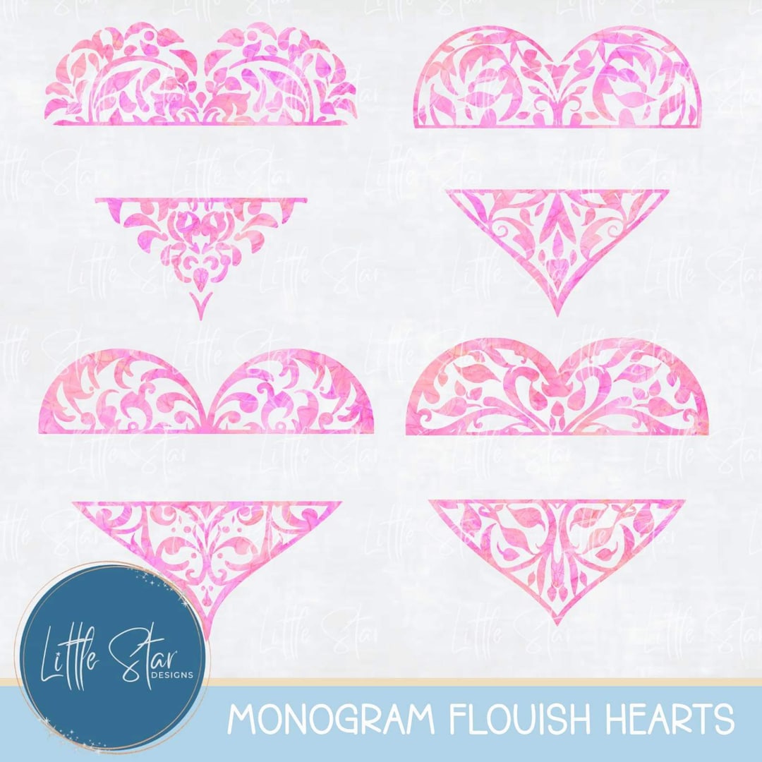Heart Monograms/ Heart Monogram SVG/ Heart Monogram PNG/ Valentines ...