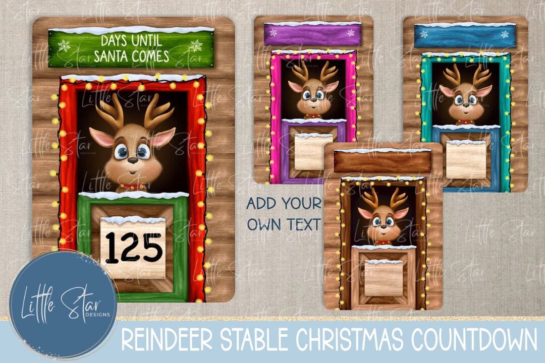 Christmas Countdown Stable Charts/ Cute Reindeer/ Set of 4/ - Etsy