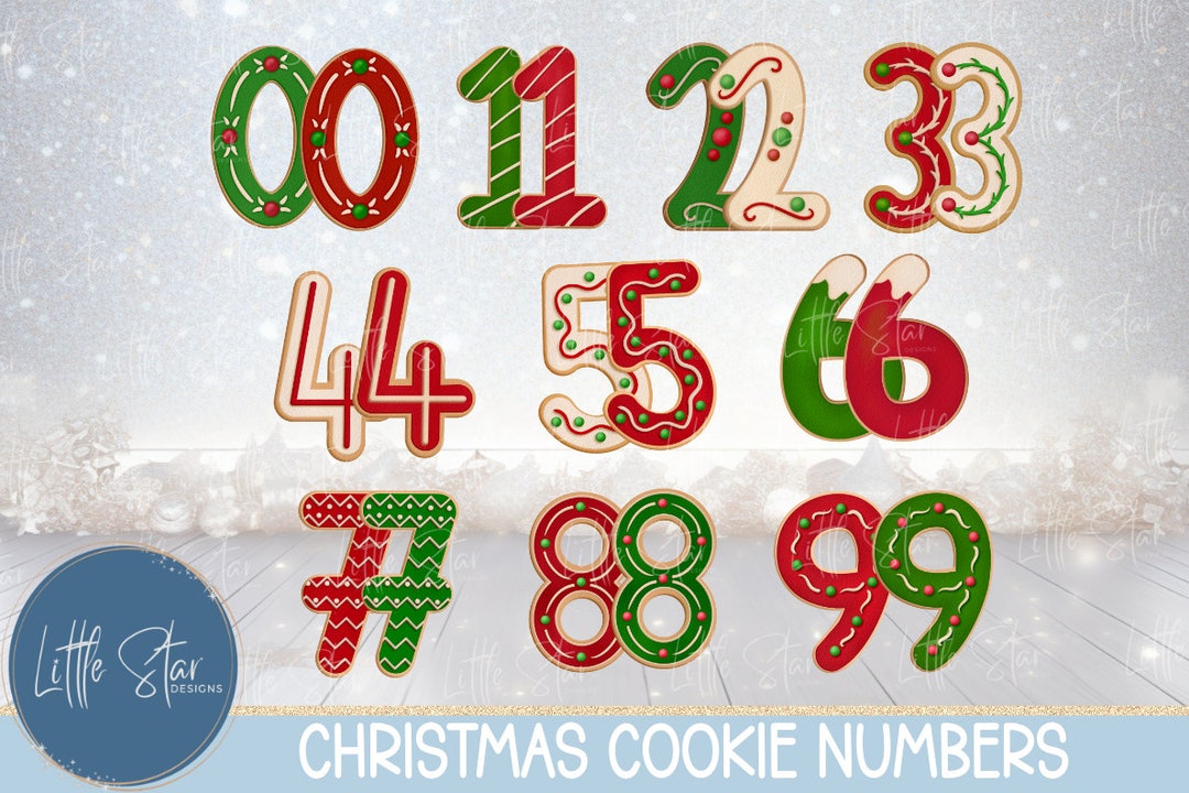 Christmas Cookie Clipart/ Cute Christmas Numbers/ for Sublimation ...