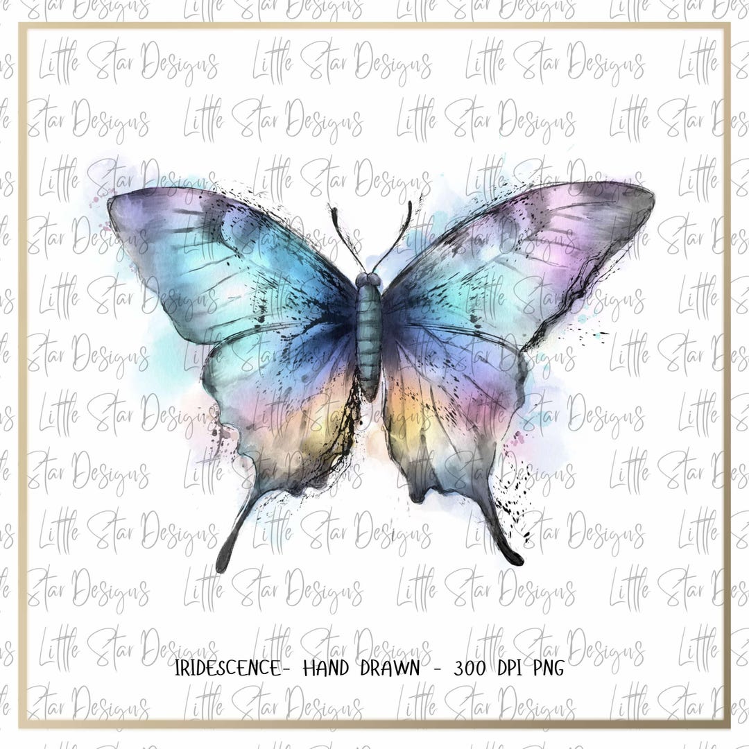 Iridescence/butterfly/ PNG Illustration/ Watercolour Hand Drawn Artwork ...