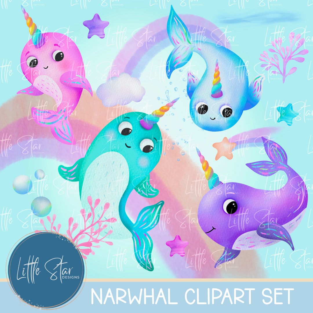Cute Rainbow Narwhal Clipart/ for Sublimation & Print/ PNG - Etsy