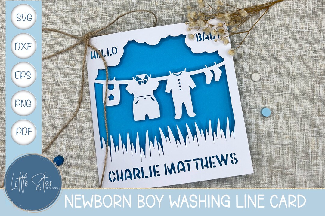 Newborn Baby Boy Card SVG/ Papercut New Baby Card/ for Cutting/ SVG ...