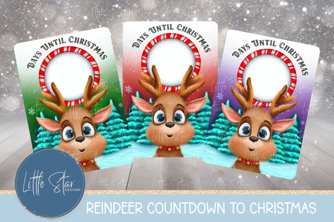 Christmas Countdown Charts/ Cute Reindeer/ Set of 12 / for Sublimation ...