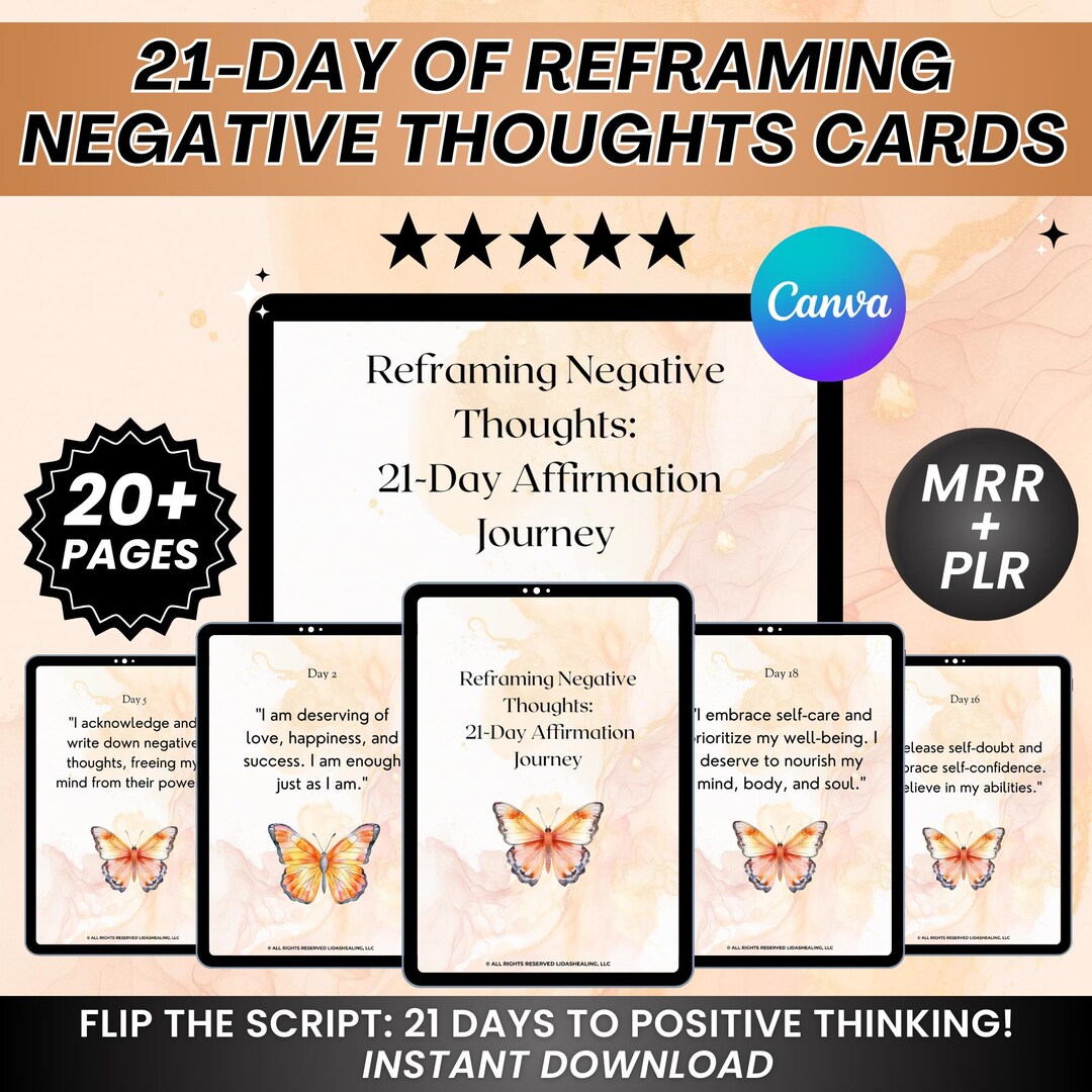 Reframing Negative Thoughts: Done-for-you Affirmation Cards for ...