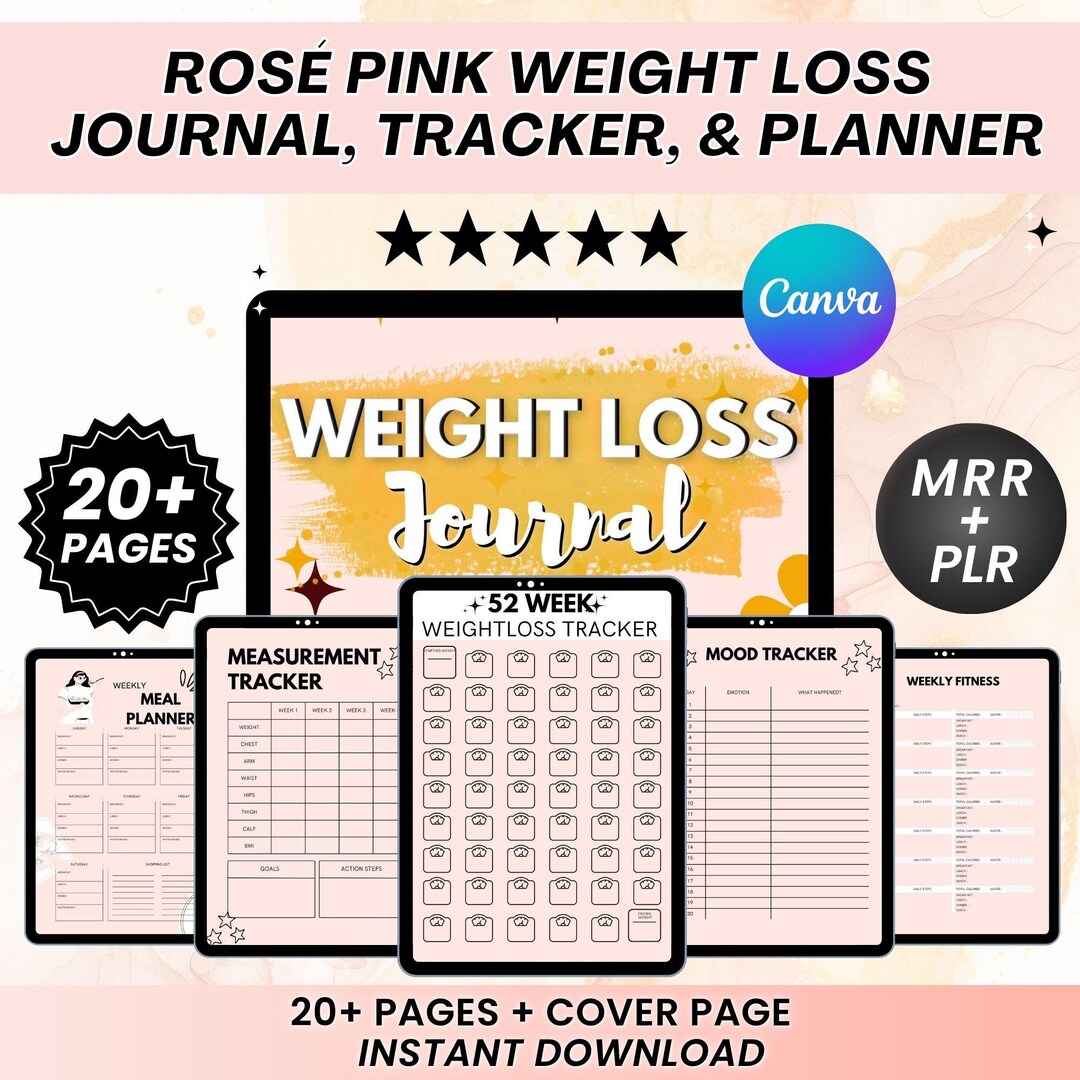Rosé Pink Weight Loss Journal | Goal and Measurement Tracker, Daily ...