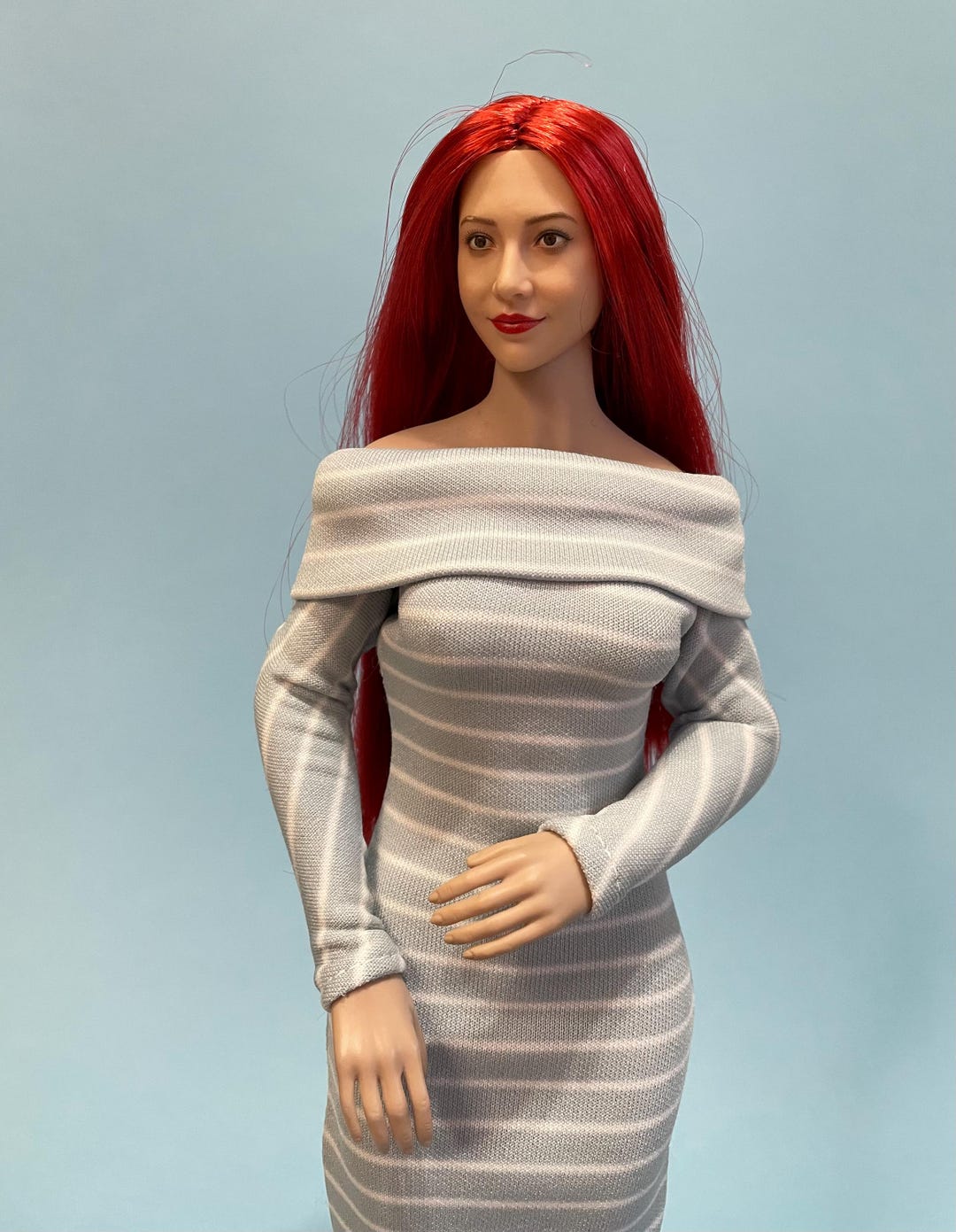 1 to 6 Scale Long Sleeved off Shoulder Dress for 12 Inch Female Action ...