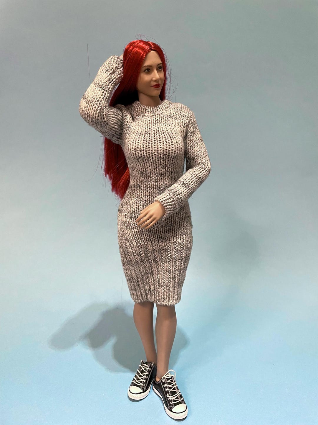 1 to 6 Scale Long Sleeved Knotted Dress for 12 Inch Female Action ...