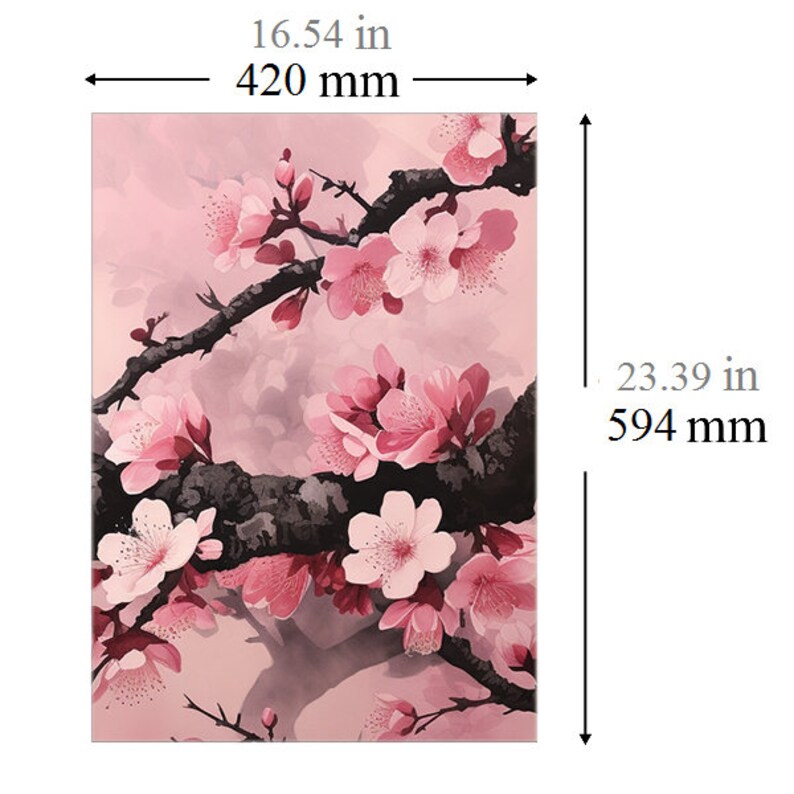 Japanese Set of 3 Posters, Pink Cherry Blossom, Japanese Art Print ...