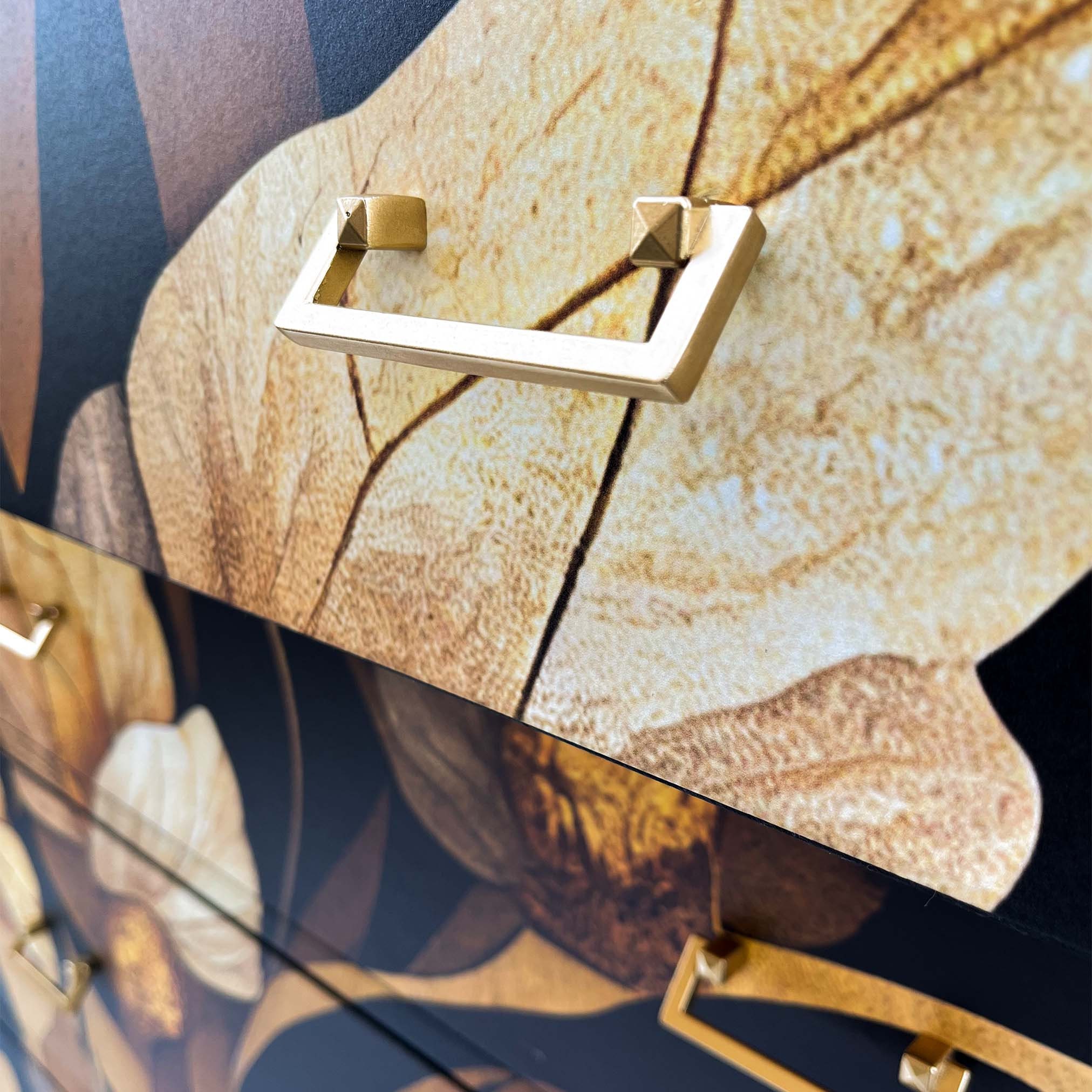 Painted Black Antique Chest of Drawer Retro Gold Flowers Vintage ...