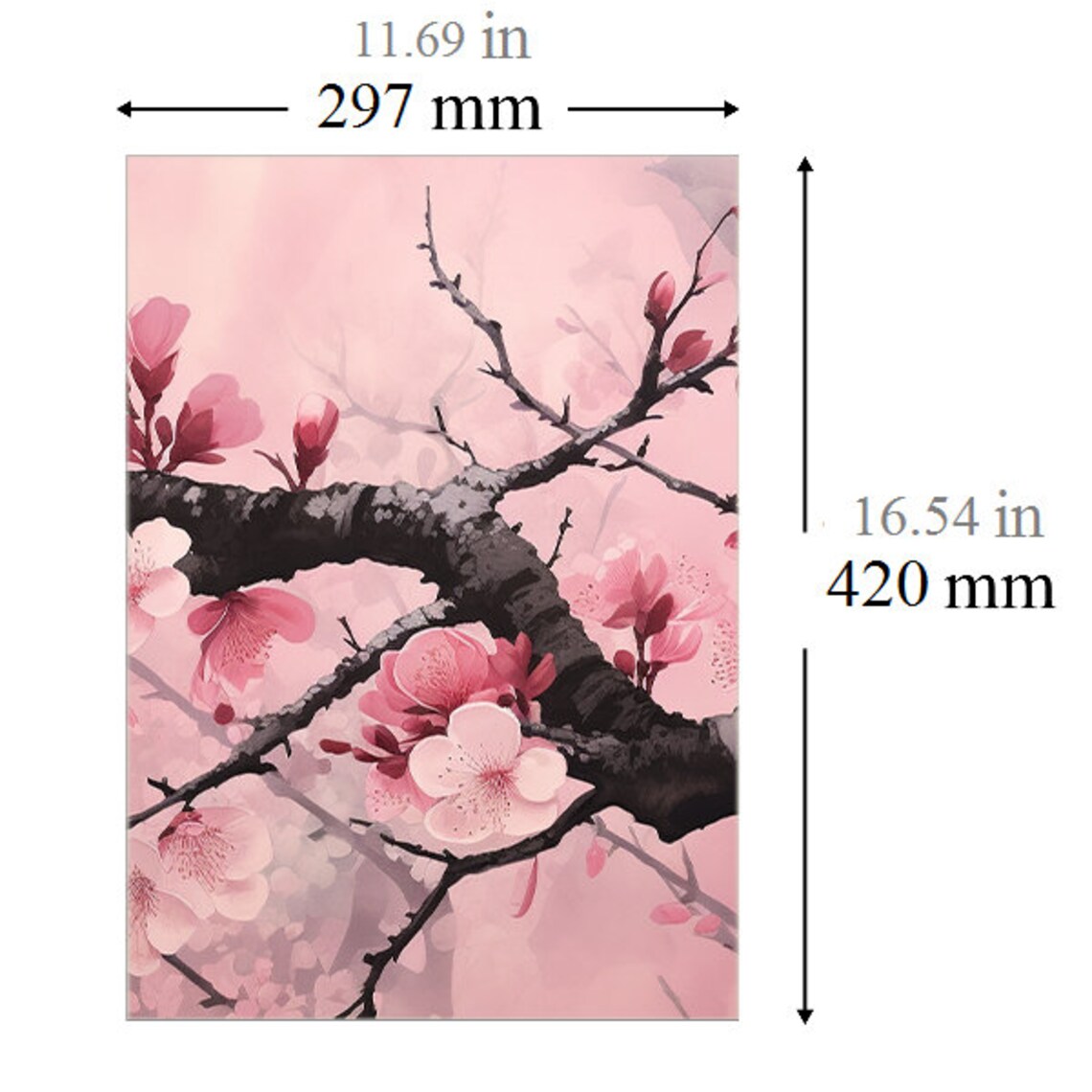 Japanese Set of 3 Posters, Pink Cherry Blossom, Japanese Art Print ...