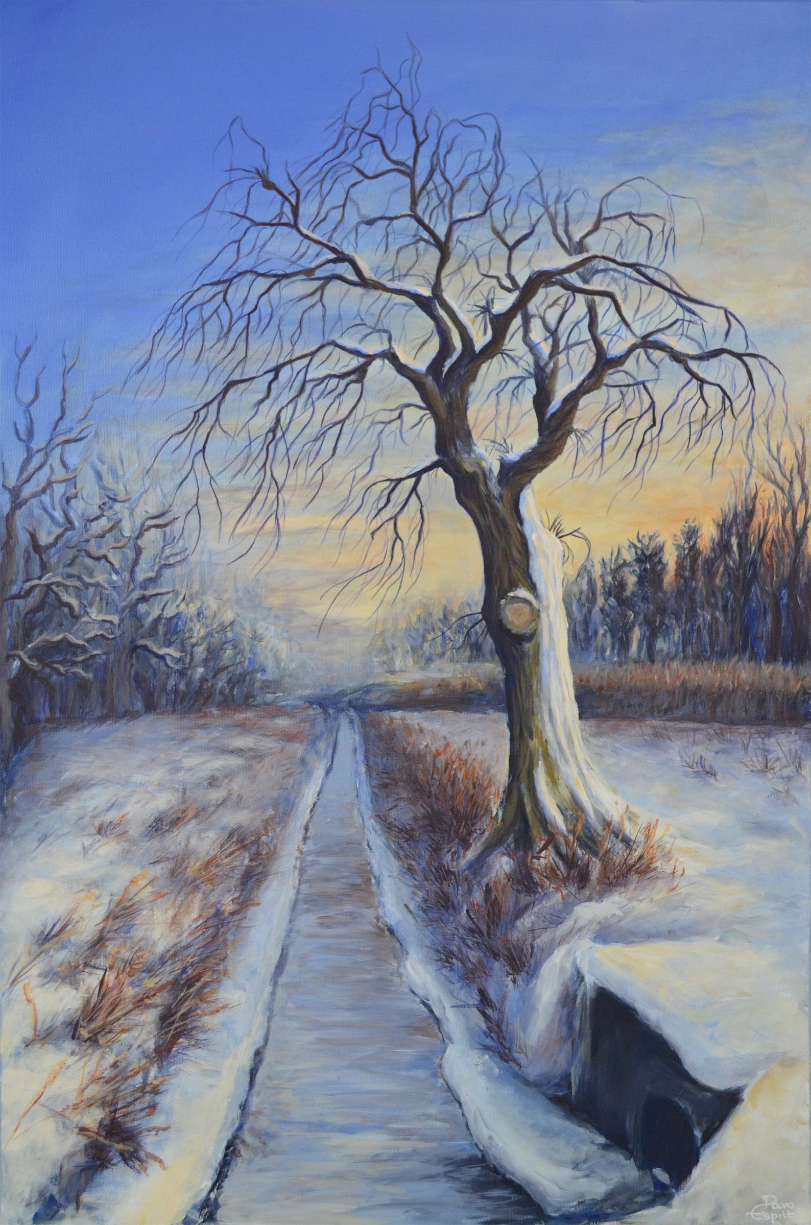 Acrylic painting on original solitary tree canvas | Etsy