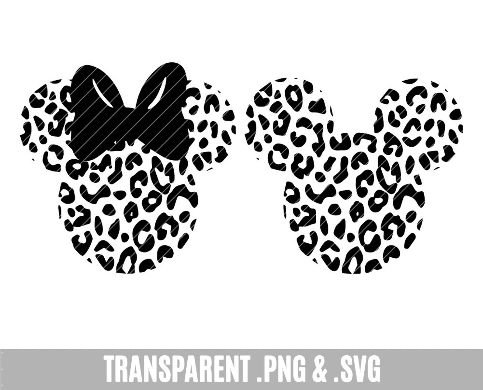 Mickey Minnie Ears SVG Clip Art, Transparent Png Silhouette Leopard ...