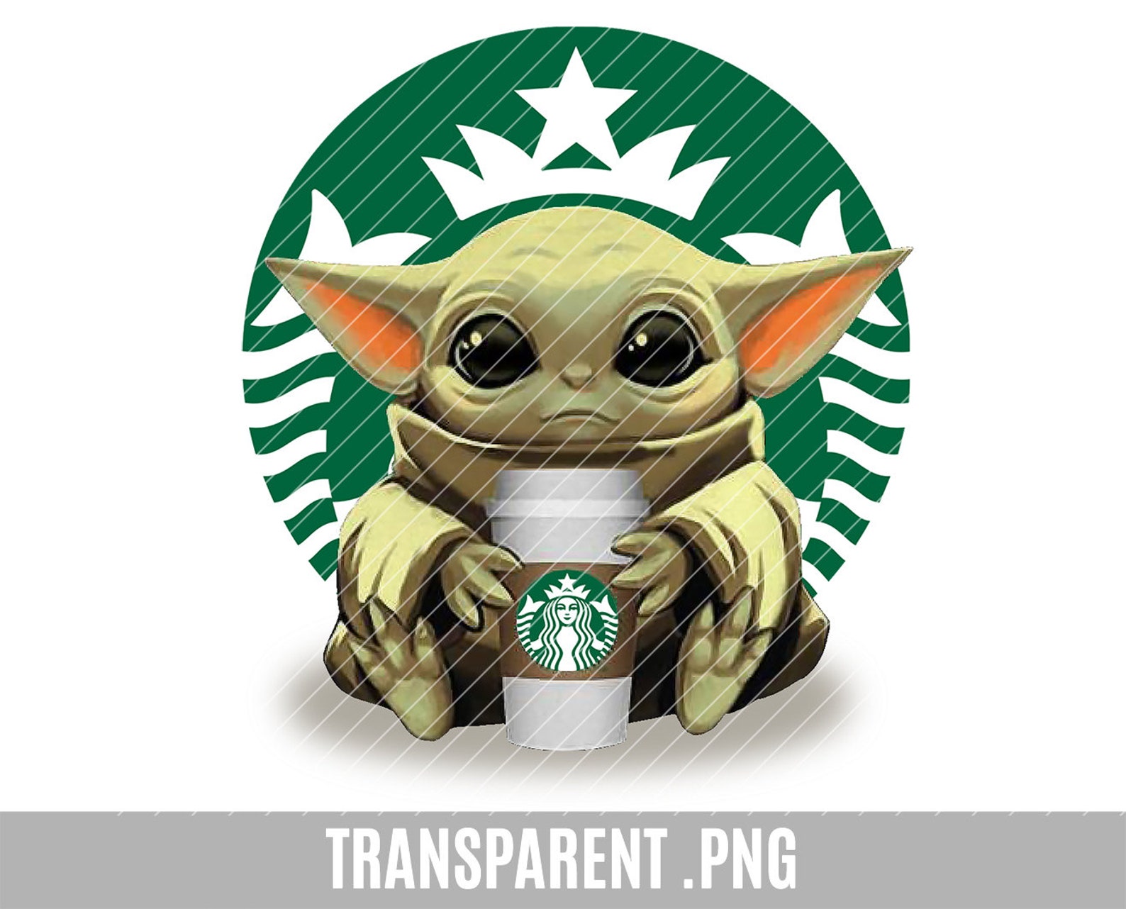 Baby Yoda Coffee Clip Art Transparent Png Baby Yoda Cute - Etsy
