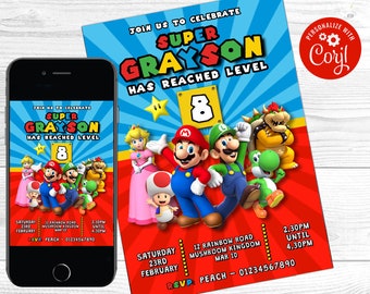 Personalised Mario Birthday Invitation, Super Mario Bros Movie Birthday ...
