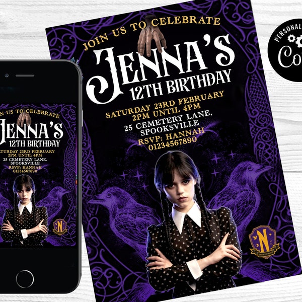 Wednesday Addams Invitation - Etsy