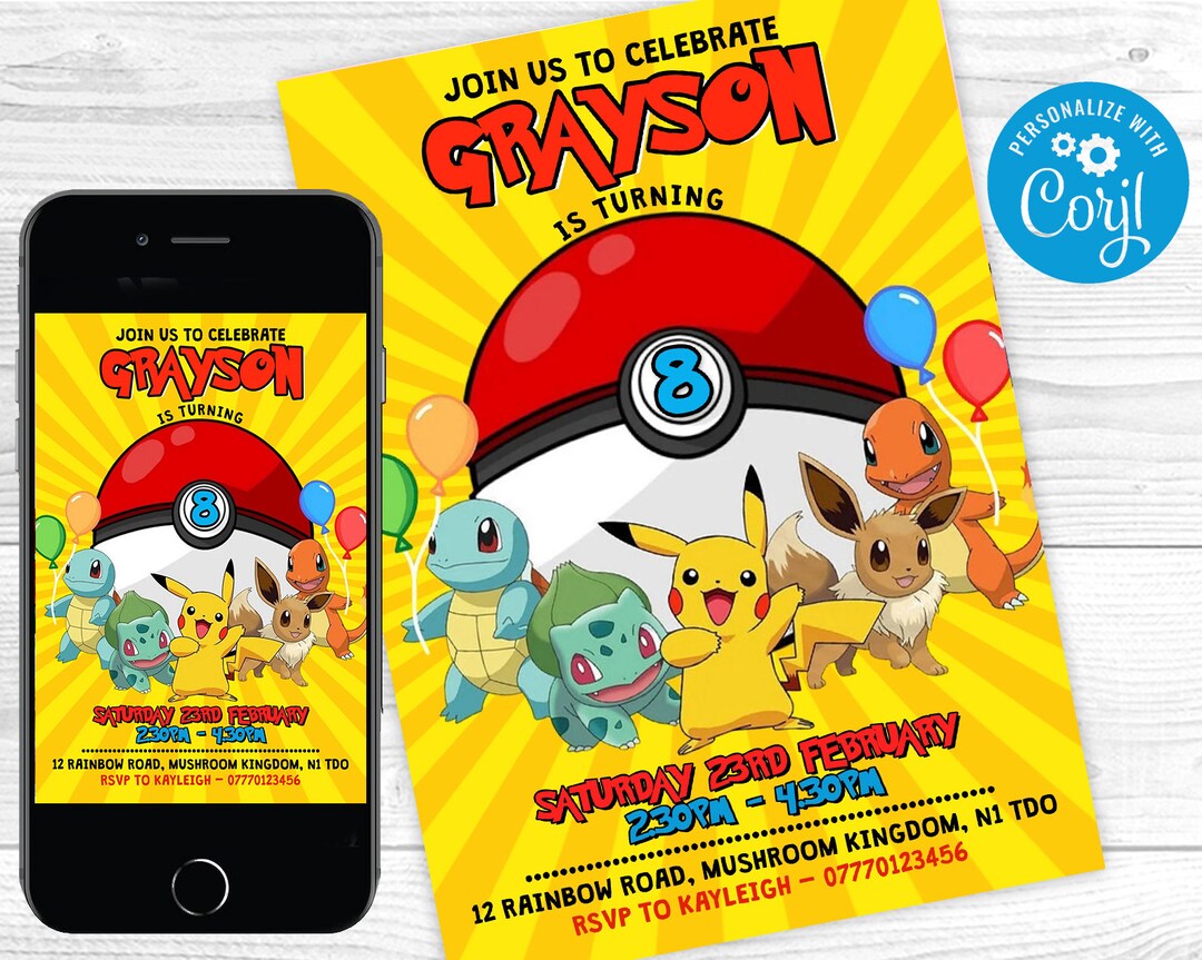 Personalised Pokemon Birthday Invitation, Pokemon Pikachu Movie ...