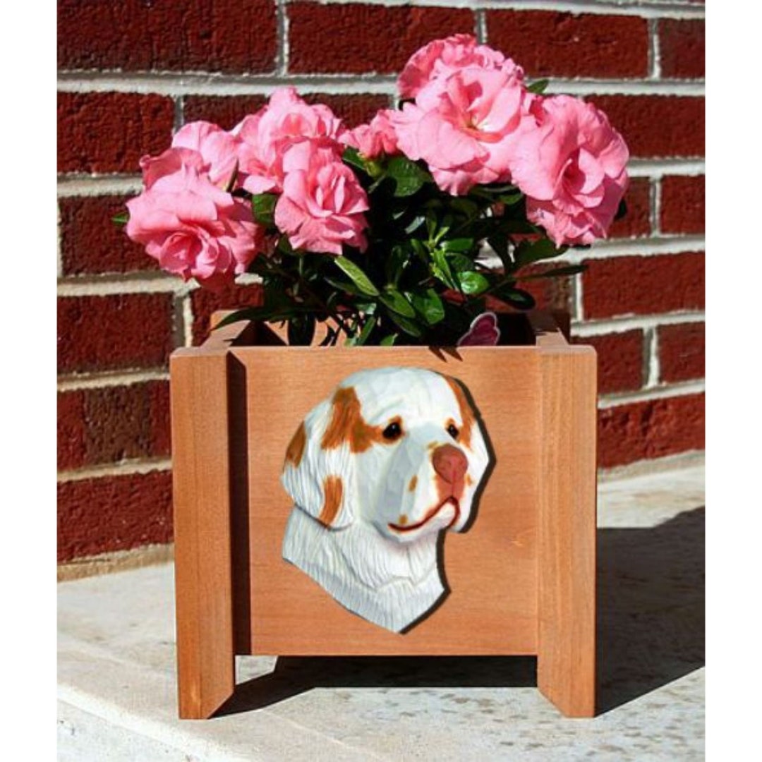 Handmade Clumber Spaniel Dog Planter Box, Clumber Spaniel Gift, Outdoor ...