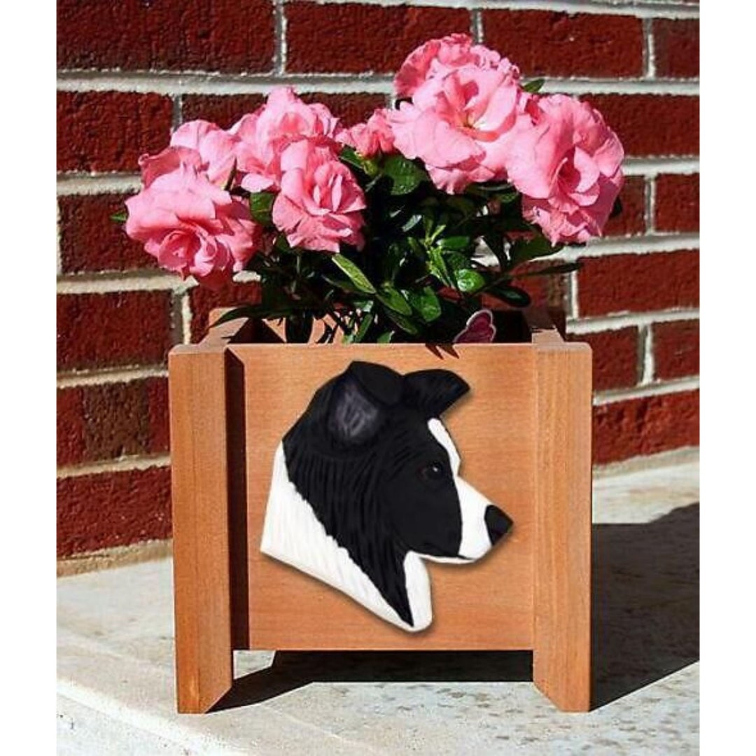 Handmade Border Collie Dog Planter Box, Border Collie Dog Gift, Planter ...