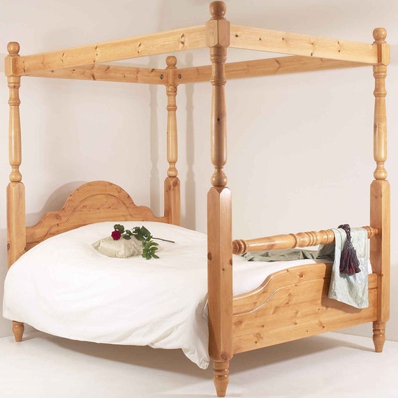Solid Pine Classic Style Four Poster Bed With Rail End 3ft 6ft Available Etsy