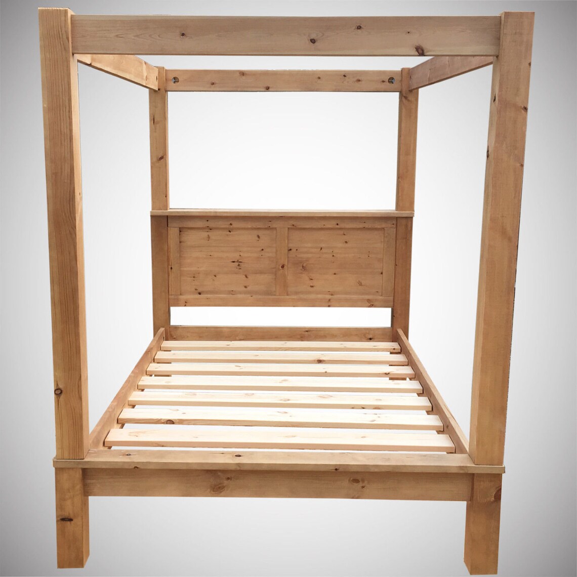 Solid Pine Chunky Panel Four Poster Bed With Low Foot End (3ft-6ft ...