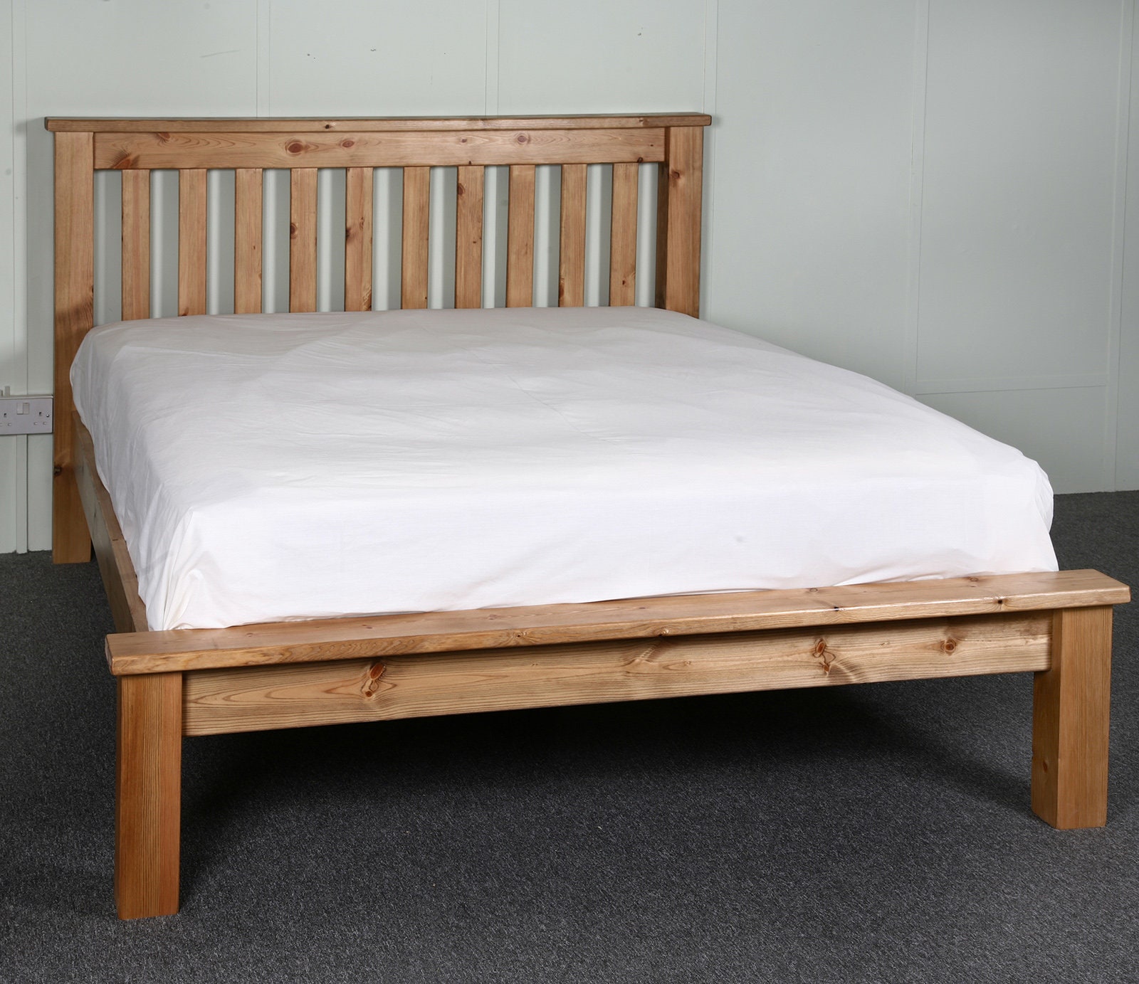 Solid Pine Chunky Slatted Bed With Low Foot End 3ft 6ft Available Etsy