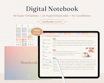 12 Tab Hyperlinked Digital Notebook Dot, Grid, Blank, Lined, Cornell ...