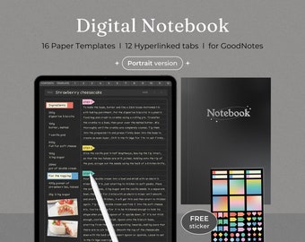 12 Tab Hyperlinked Digital Notebook Dot, Grid, Blank, Lined, Cornell ...