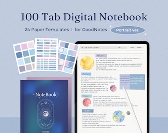 12 Tab Hyperlinked Digital Notebook Dot, Grid, Blank, Lined, Cornell ...