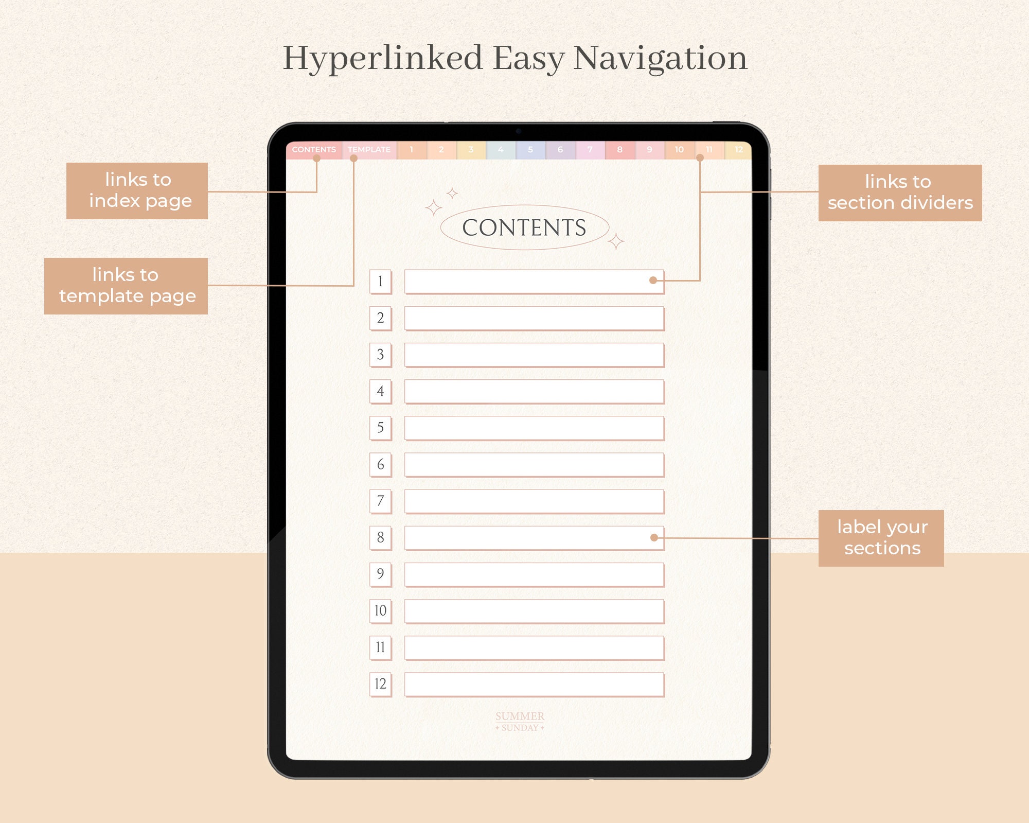 12-tab Hyperlinked Digital Notebook: Dot Grid Lined Paper (PDF) - Etsy