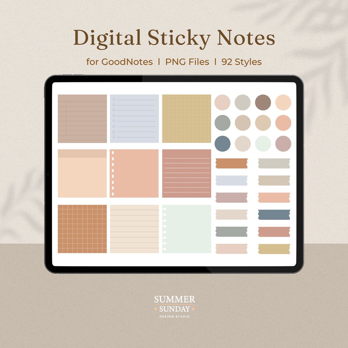 92 Digital Sticky Notes boho Theme for Goodnotes, Notability, Noteshelf ...