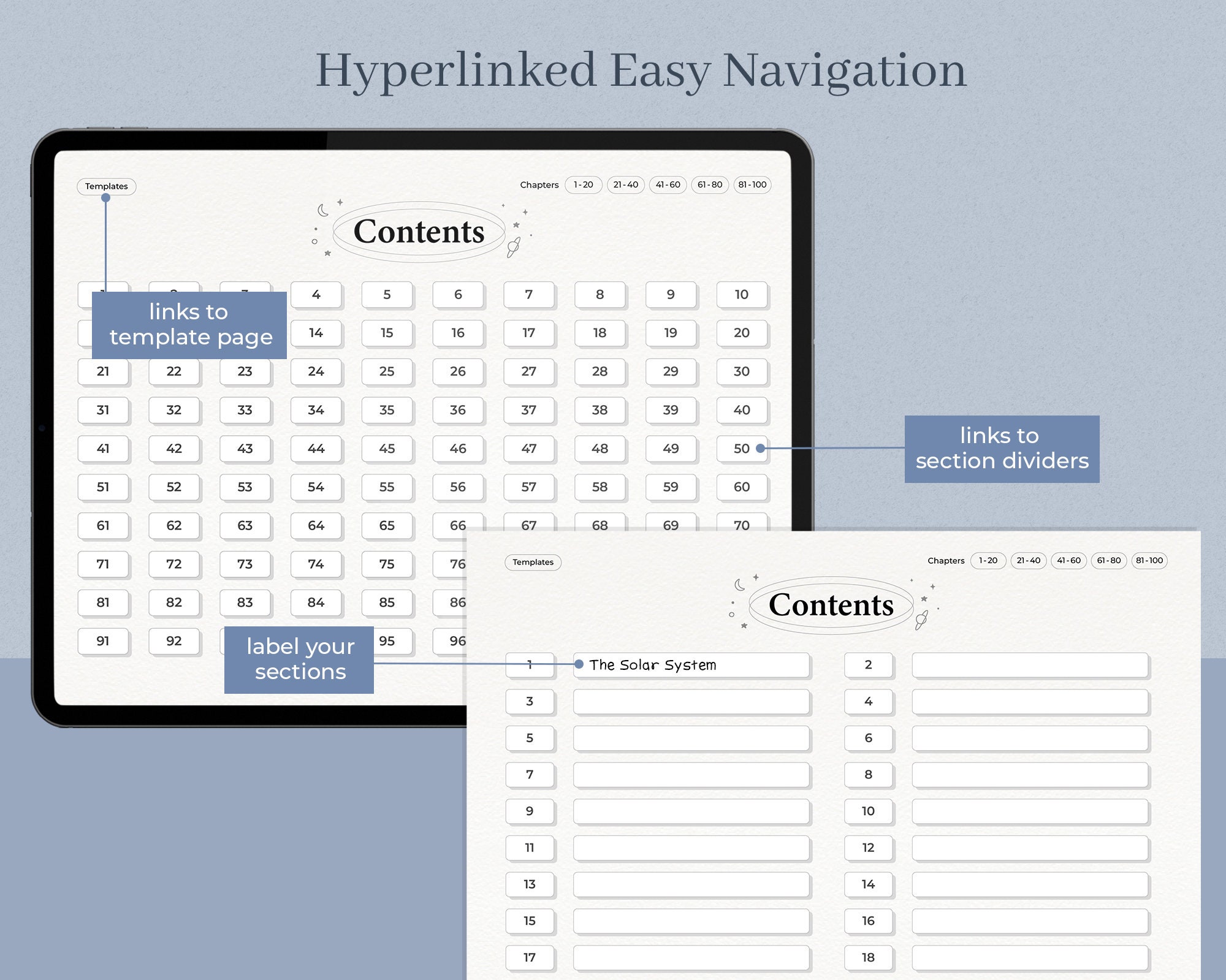 100 Tab Digital Notebook: Landscape Planner for Goodnotes, Notability ...