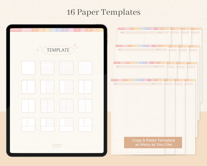 12-tab Hyperlinked Digital Notebook: Dot Grid Lined Paper (PDF) - Etsy