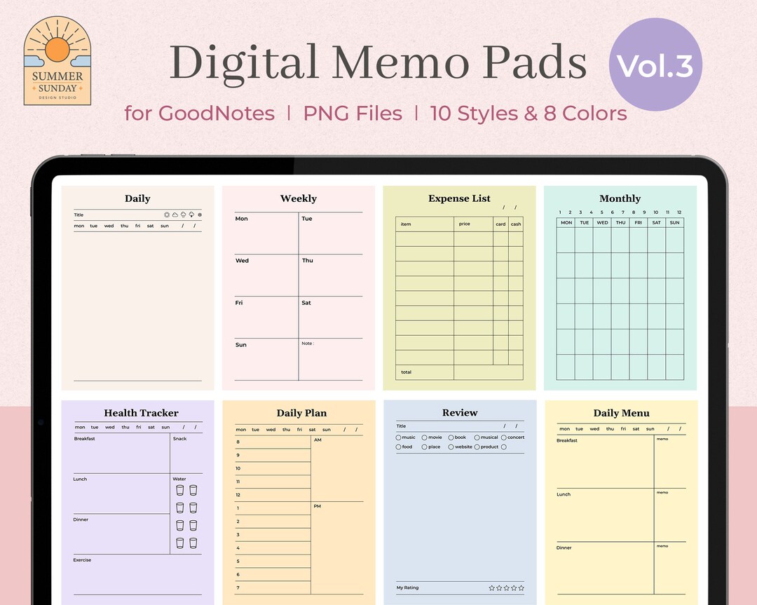 80 Digital Memo Pads for Goodnotes Notability Noteshelf - Etsy