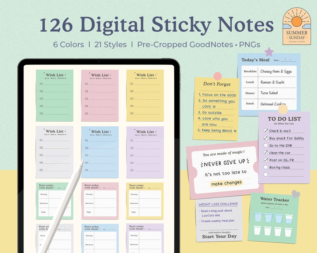 126 Digital Sticky Notes for Goodnotes and Notability - Etsy