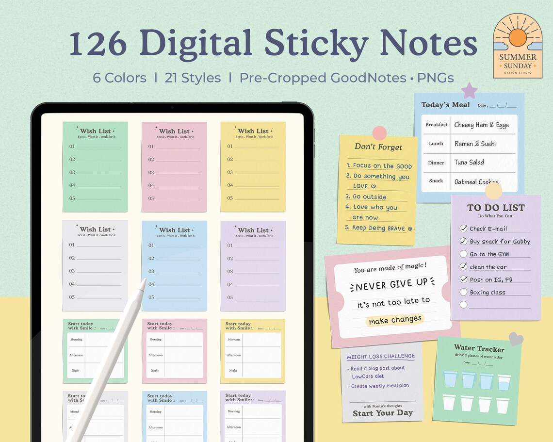 126 Digital Sticky Notes for Goodnotes and Notability - Etsy