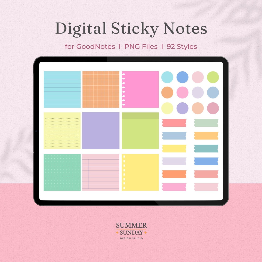 92 Digital Sticky Notes (colorful Theme) for Goodnotes, Notability ...