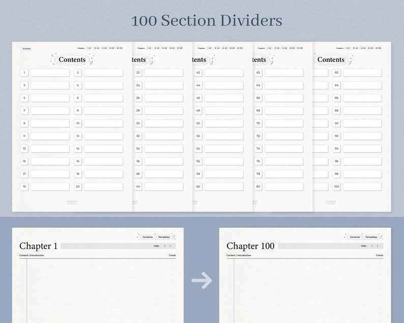 100-tab Hyperlinked Digital Notebook: Portrait Planner for Goodnotes ...