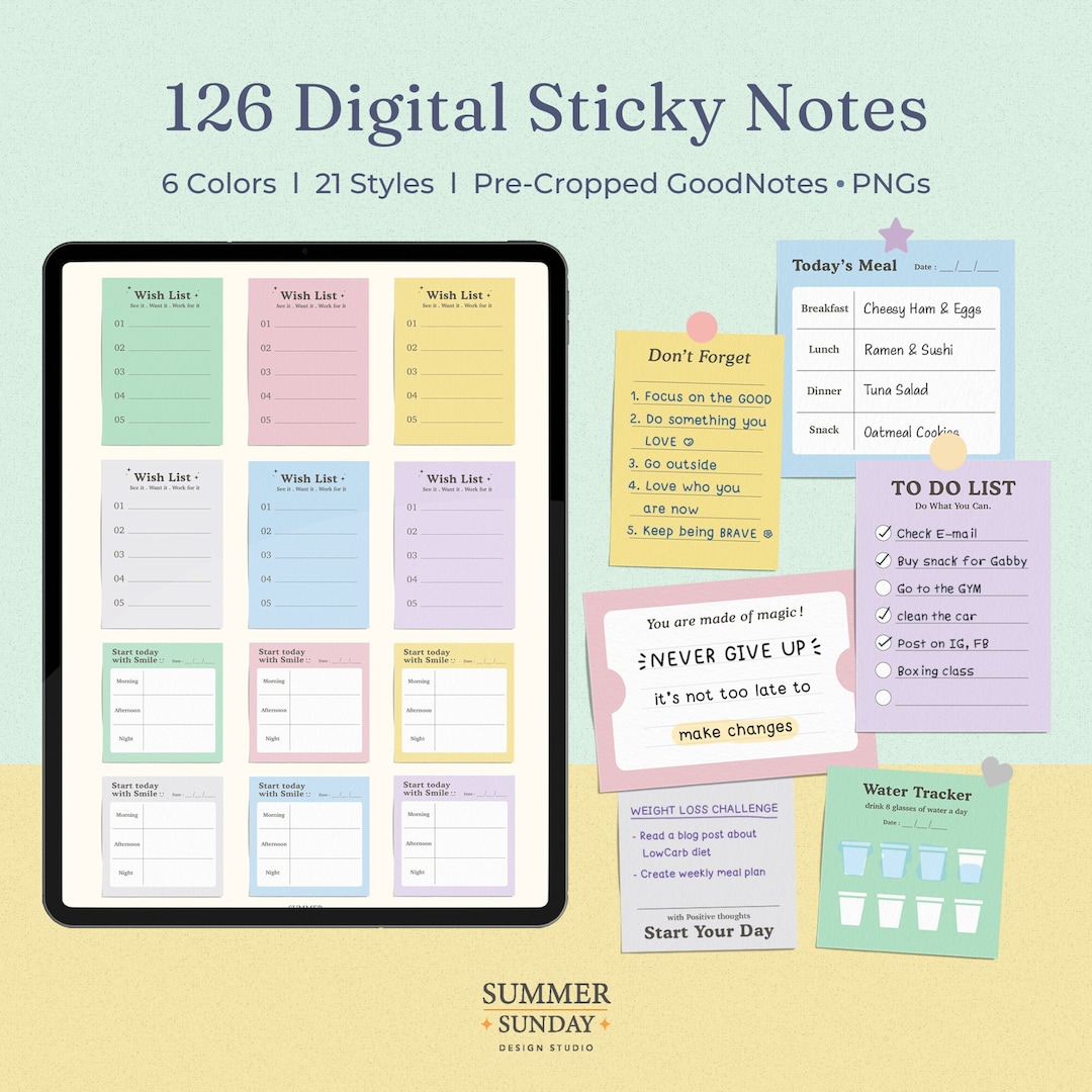 126 Digital Sticky Notes for Goodnotes and Notability - Precropped ...