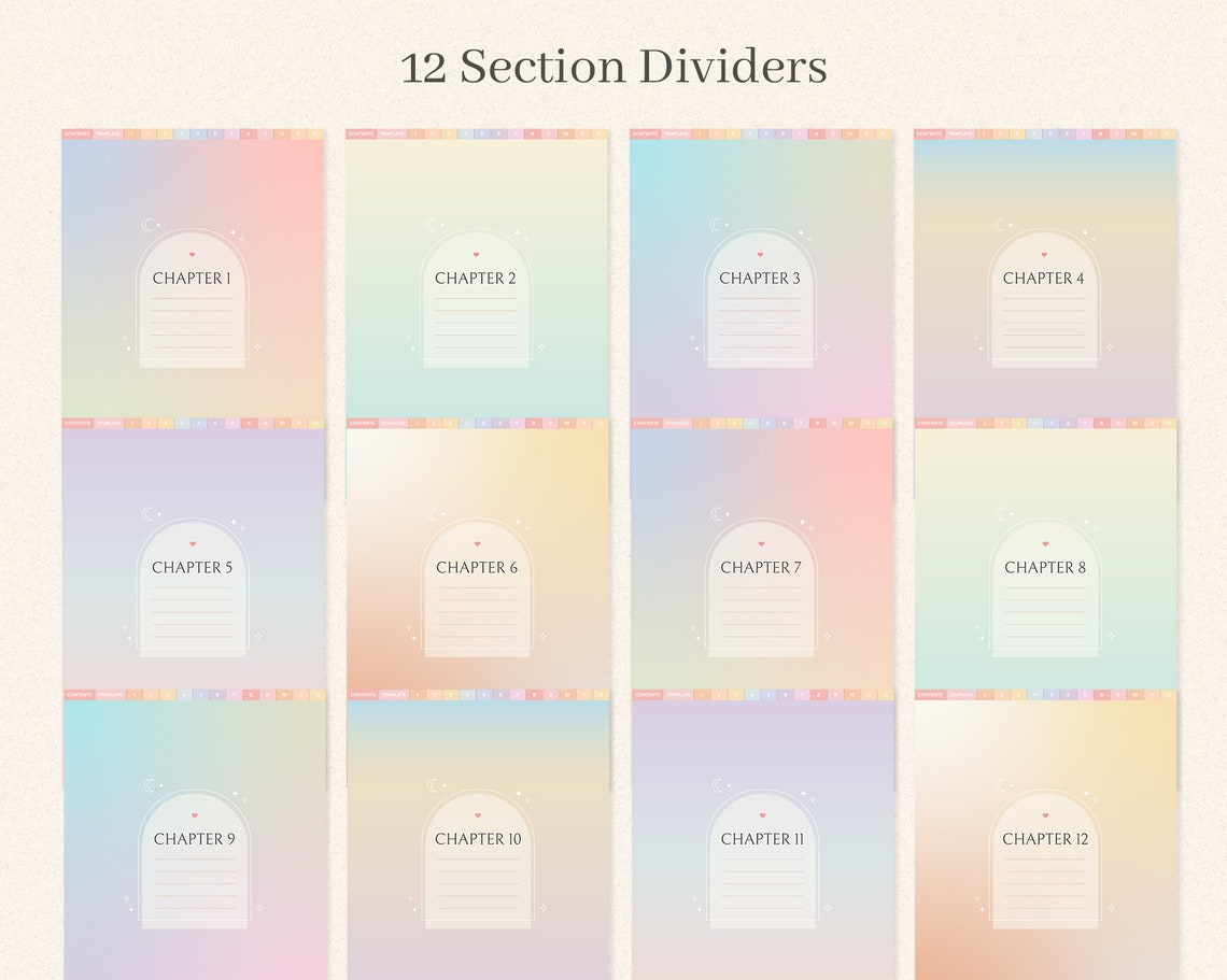 12 Tab Hyperlinked Digital Notebook Dot, Grid, Blank, Lined, Cornell ...