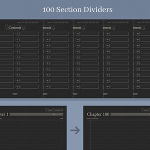100 Tab Digital Dark Notebook Portrait (dot, Grid, Blank, Lined ...