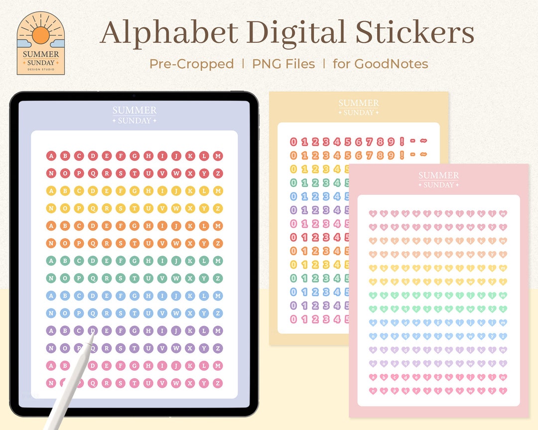 Digital Alphabet Stickers PNG Pre-cropped for Goodnotes - Etsy