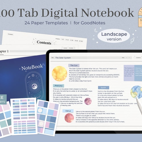 12 Tab Hyperlinked Digital Notebook Dot Grid Blank Lined - Etsy