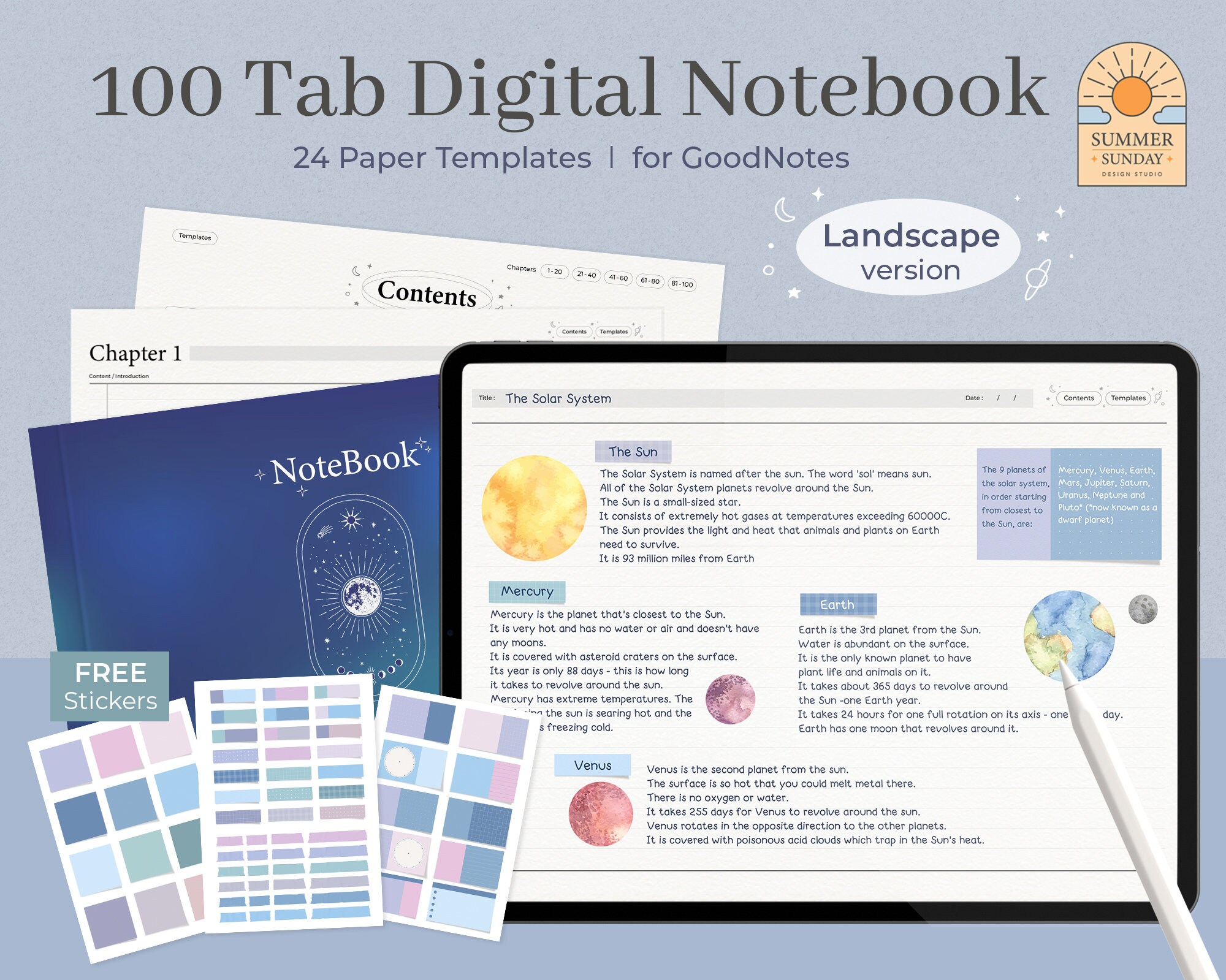 100 Tab Hyperlinked Digital Notebook Landscape dot Grid - Etsy