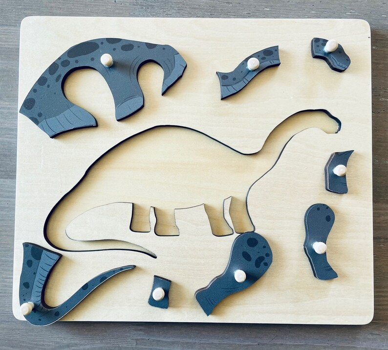 Montessori Inspired Brontosaurus Peg Puzzle - Etsy