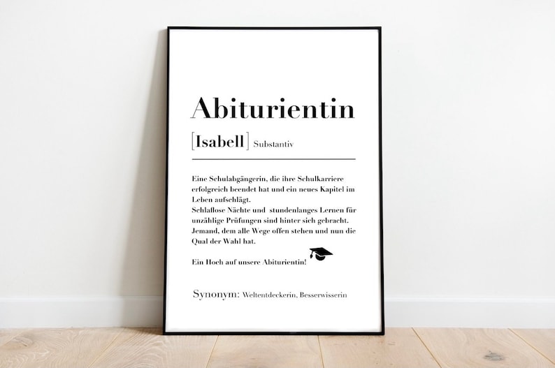 Personalisiertes Poster - Abiturientin Definition, Definitionsposter ...