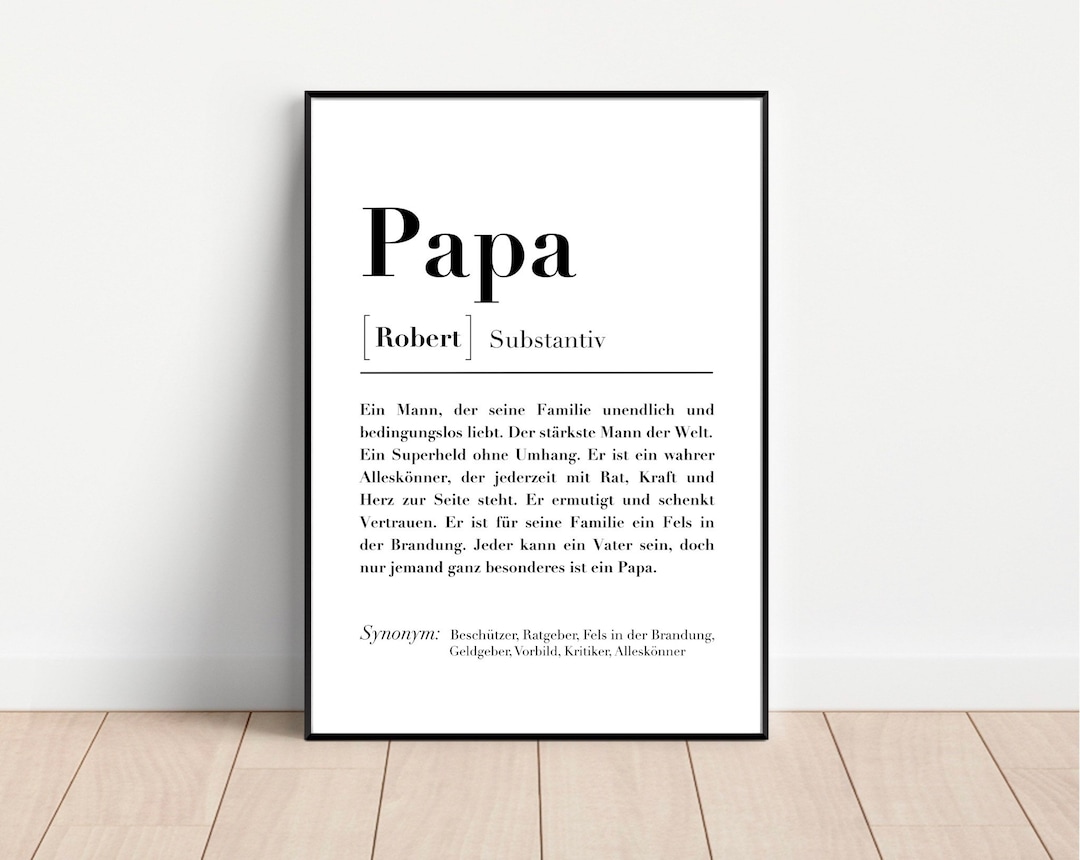 Personalisiertes Poster - Papa Definition, Vater Geschenk ...