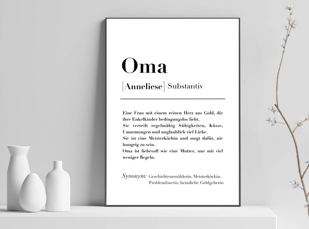 Personalisiertes Poster - Oma Definition, Oma Geschenk ...