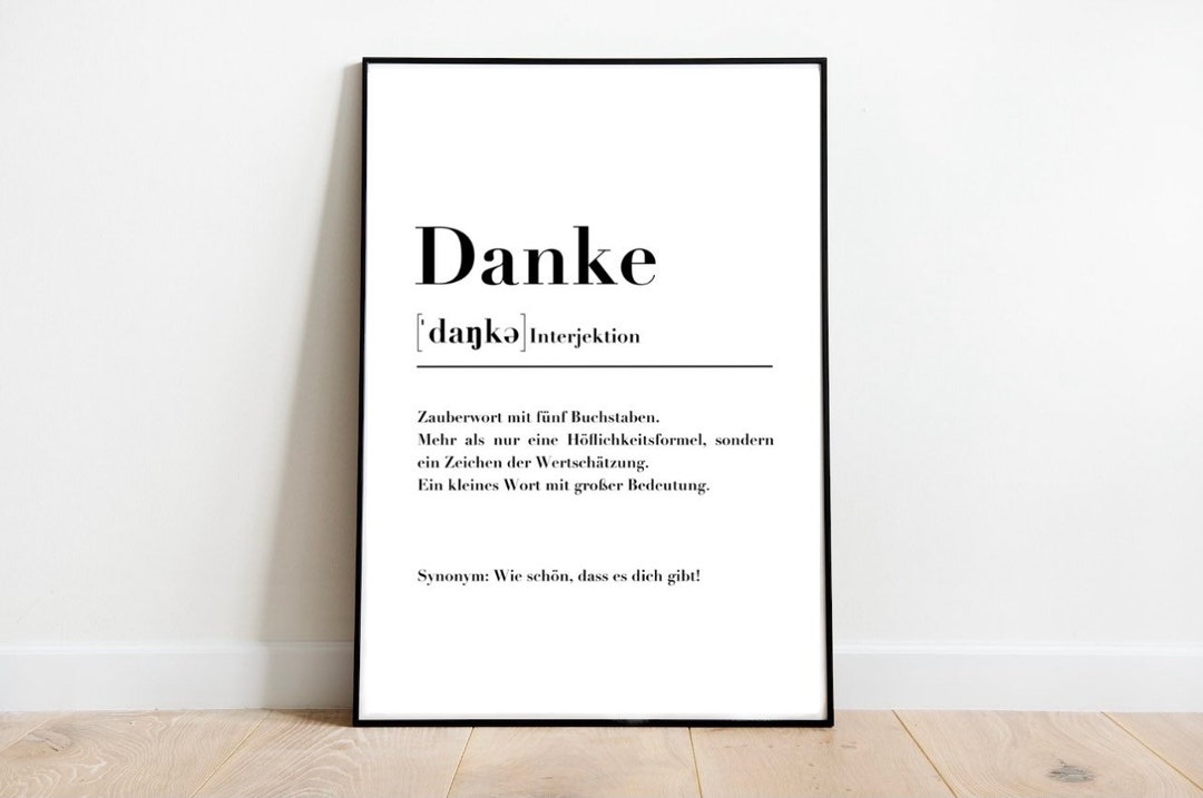 Personalisiertes Poster - danke Definition, Definitionsposter, Geschenk ...