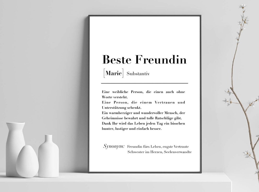 Affiche personnalisée - Définition du meilleur ami, idée cadeau, photo ...